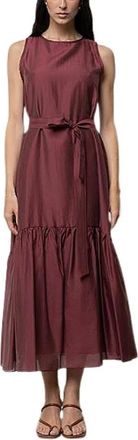 Kaos Kaos, Femme, Robes, Brun, Taille: 40 FR Robe Longue Sans Manches &agrave; Volants