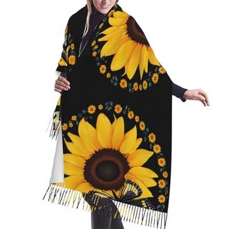 Generic Papillon Et Tournesol Femme Ch&acirc;le Mode Scarf Douce Etole Pour Soir&eacute;e Mariage Cadeau Automne