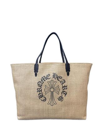 Chrome Hearts Mittelgro&szlig;er Cross Strand-Tote Bag mit Logo - Nude