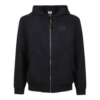 C.P. Company C.p. Company, Homme, Sweatshirts et sweats &agrave; capuche, Bleu, Taille: XL SweaT-shirt zipp&eacute; &agrave; capuche en molleton diagonale gratt&eacute;