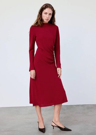 Mango Robe midi fronc&eacute;e rouge - Femme - XXL - MANGO