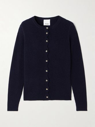 Allude Cardigan En Laine Et Cachemire M&eacute;lang&eacute;s C&ocirc;tel&eacute;s &Agrave; Festons - Bleu