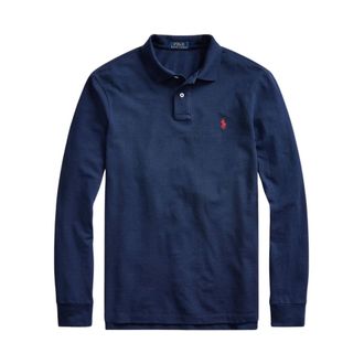 Polo Ralph Lauren Homme, Tops, Bleu, Taille: S Polo Longue Manches Coupe Personnalis&eacute;e