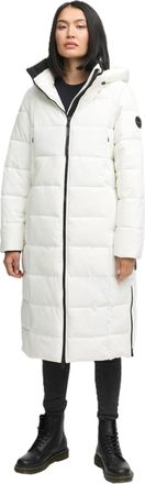 Marikoo Damen Wintermantel (XS-6XL) - gesteppt, abnehmbare Kapuze, 6 Taschen, Rippkragen - N079 - Offwhite Gr&ouml;&szlig;e XXL - Gr.XXL