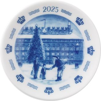 ROYAL COPENHAGEN 1074927 Blaues Sammlerst&uuml;ck Mini Placket Mini Ohrplatte, Edition 2025 WEIHNACHTEN IN KOPENHAGEN, Durchmesser 8 cm