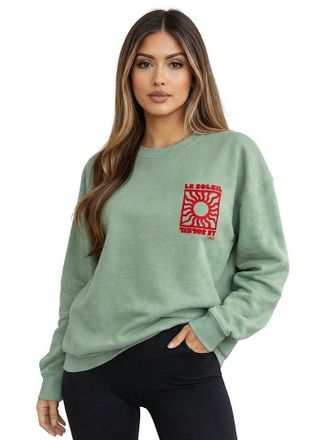 Worldclassca Longsweatshirt Worldclassca Oversized Sweatshirt LE SOLEIL Print Langarm Pullover Neue Kollektion - Stilvolle und gem&uuml;tliche Casual Mode f&uuml;r Damen