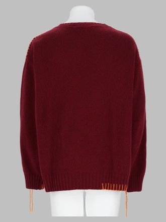 Amish Wool-Blend Cropped Crew-Neck Sweater - Burgundy