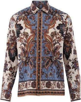 van Laack Chemise droite imprim&eacute;e en laine et coton