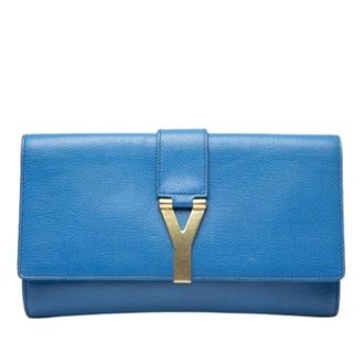 Saint Laurent Pre-owned Chyc Ligne Clutch - Femme - Pre-owned - Bleu - Taille: ONE Size