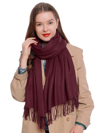 DonDon Schal Damen Winter Wollschal Winterschal warm weich 185 x 65 cm bordeauxrot