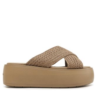 Calvin Klein Pantoletten Calvin Klein Bubble Slide-Woven HW0HW01468 Braun