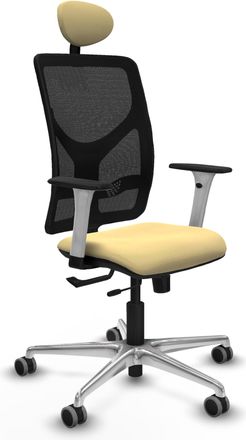 Piqueras y Crespo Drehbarer Schreibtischstuhl mit Rollen, mit wei&szlig;en und schwarzen Armlehnen, h&ouml;henverstellbare Lendenwirbelst&uuml;tze und festes Kopfteil, Schwarz/Cremefar