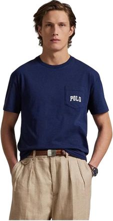 Ralph Lauren Homme, Tops, Bleu, Taille: L Custom Slim Fit Polo Bear Pocket T-Shirt