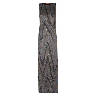 Missoni Robe en maille &agrave; paillettes en zigzag - Femme - Robes - Brun - Taille: 38 FR