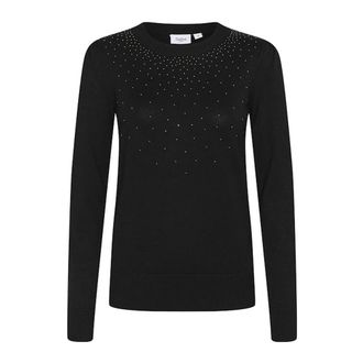 Saint Tropez Schwarzer Strickpullover mit Similisten-Detail - - Knitwear - Damen - Schwarzk - XL