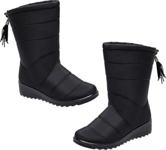 Garneck Bottes de Neige Montantes pour Femmes Hiver Bottines Antid&eacute;rapantes Imperm&eacute;ables en Tissu Noir Semelle &Eacute;paisse Isolante Chaussures DExt&eacute;rieur Chaudes 