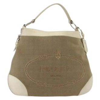 Prada Sac &agrave; main en toile Pre-owned - Femme - Pre-owned - Beige - Taille: ONE Size