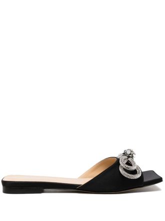 Mach & Mach mules Double Bow à semelle plate - Noir