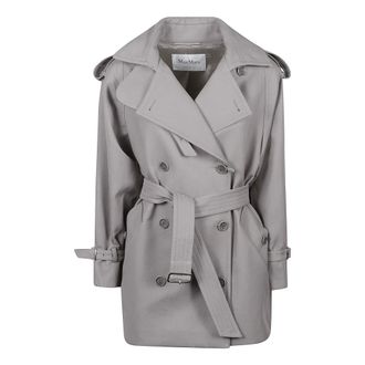 Max Mara Femme, Manteaux, Gris, Taille: 38 FR Trench court court en coton Mxscacio