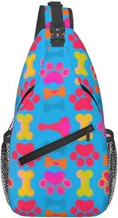 Generic Multifonction Sacoche Bandouliere Os color&eacute;s pour chiens, patte de chien Pri Sacs Poitrine Durable Sac Poitrine pour &eacute;cole Femme Homme