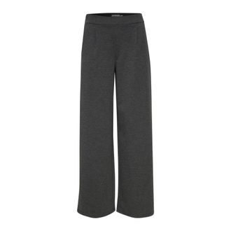 Ichi Dunkelgraue Melange Weite Beinhose - - Trousers - Damen - Grau - XL