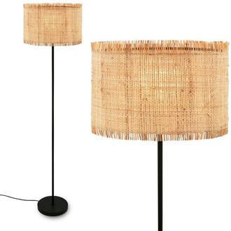 Briloner Lampadaire Borra de Brilon, abat-jour en paille, interrupteur au pied, style boh me, douille E27, naturel, 40 x 161 cm