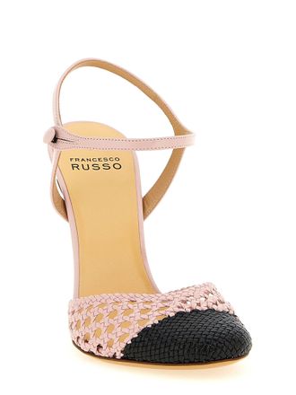 Francesco Russo Two-Tone Crocheted Nappa Leather Heel - Pink