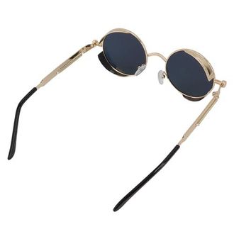 ZJchao Lunettes de Soleil Rondes &agrave; Monture M&eacute;tallique avec Protection UV, Lunettes Unisexes L&eacute;g&egrave;res pour lext&eacute;rieur, la Plage, l&eacute;t&eacute;, Design R&eacute;tro &eacute;l&eacute;gant (Mo