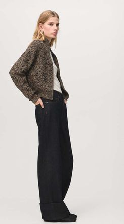 Mango Jean droit &agrave; revers bleu - Femme - 34 - MANGO