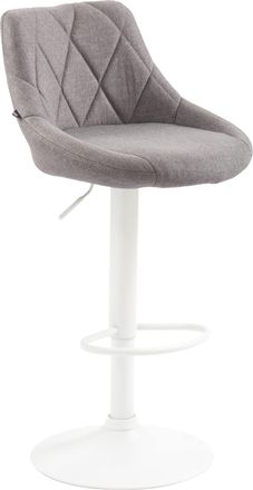 Clp Barhocker Lazio Mit Stoffbezug I Drehbarer Thekenhocker Mit Fußstütze I Höhenverstellbarer Barstuhl Mit Trompetenfuß, Farbe:grau, Gestell Farbe:weiß