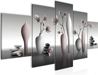 Runa Art Bild Wohnzimmer Schlafzimmer Blumen Magnolien 5 Teilig Spa Schwarz Weiss Wandbilder auf Vlies Leinwand 036553c