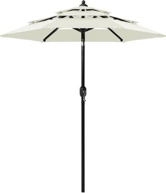 vidaXL Parasol &agrave; 3 niveaux avec m&acirc;t en aluminium Sable 2 m