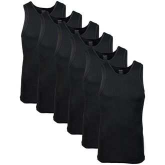 Gildan Herren A-Shirt-Tanks, Multipack, Stil G1104 Unterw&auml;sche, Schwarz, 6 St&uuml;ck, XX-Large (6er Pack)