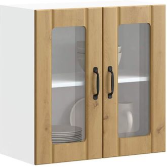 vidaXL Armoire murale de cuisine avec porte vitr&eacute;e Lucca Ch&ecirc;ne artisanal Bois ding&eacute;nierie Vidaxl