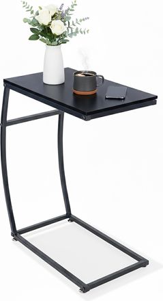 Relaxdays Beistelltisch, C-Form, HBT: 58,5 x 47,5 x 25 cm, Ablagetisch f&uuml;r Couch, Sofa & Bett, Metall & MDF, schwarz