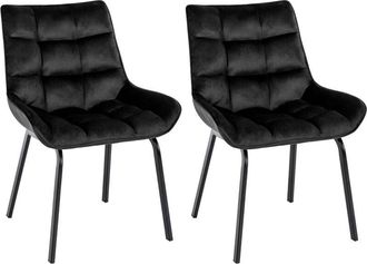 Clp Lot de 2 chaises de salle &agrave; manger Saranda Noir Velours