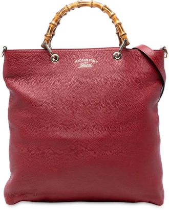 Gucci Hobo Bags - Tall Leather Bamboo Shopper Tote - Gr. unisize - in Rot - für Damen