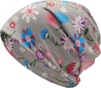 ZLYC Bonnet Fin d&eacute;t&eacute; pour Femme - Motif Floral - L&eacute;ger, Fleurs Grises, Taille Unique
