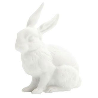 Reichenbach Porzellanfigur Hase sitzend, weiß, glasiert - handgefertigt - Osterdeko