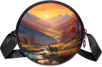 Generic Petit sac &agrave; bandouli&egrave;re Circle pour femme, petit sac &agrave; bandouli&egrave;re avec fermeture &eacute;clair, bretelles r&eacute;glables, sac &agrave; main rond d&eacute;contract&eacute; pour femmes