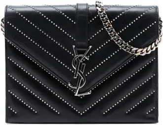 Saint Laurent Sac bandouli&egrave;re en cuir clout&eacute; Pre-owned - Femme - Pre-owned - Noir - Taille: ONE Size