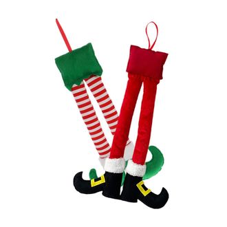 Cabilock 2 St&uuml;ck Weihnachts Elfenbeine Dekoration Gestrickt Rot Wei&szlig; Gestreift Robust Vielseitig Weihnachtsbaum Auto Kofferraum Schmuck Einfach Anzubringen Fes