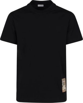 Burberry Homme, Tops, Noir, Taille: S Check Label T-Shirt