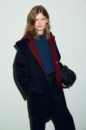 Gerard Darel Manteau en laine r&eacute;versible &agrave; capuche - ALEY - Bleu Nuit