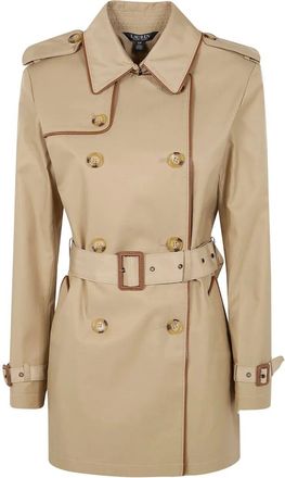 Ralph Lauren Belted Double Breasted Pu Trench Lined Trench
