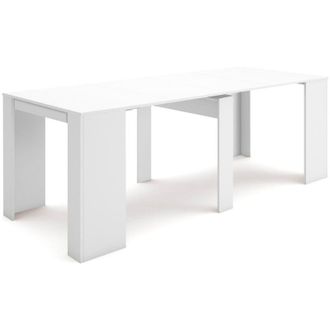 Skraut Home Skraut Home - Ausziehbarertisch, Multifunktionaler ausziehbarer, 220, F&uuml;r 10 G&auml;ste, Esszimmertische, Moderner Stil, Wei&szlig;