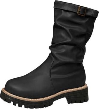 Generic Bottines pour femme &agrave; talon bas confortables - Bout rond - Boucle de couleur unie - Large mollet - Pour lautomne et lhiver, gris fonc&eacute;, 36.5 EU