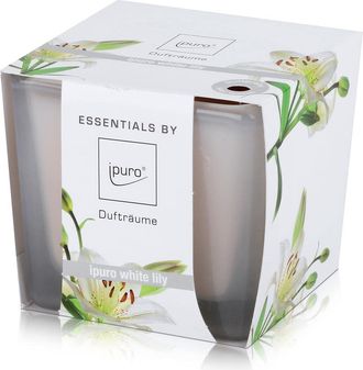 Ipuro Essentials by Ipuro Duftkerze white lily 125g - Der reine Duft der wei&szlig;en Bl&uuml;te - ein blumig zartes Dufterlebnis (1er Pack)