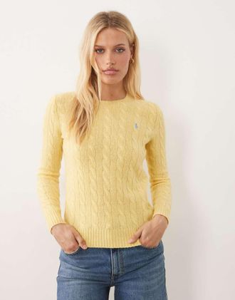 Polo Ralph Lauren Pull en maille de coton torsad&eacute;e &agrave; logo embl&eacute;matique - Jaune
