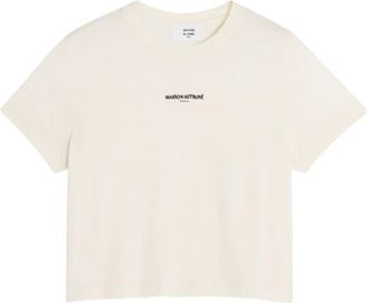Maison Kitsun&eacute; Femme, Tops, Beige, Taille: 40 FR Paris Comfort Tee Shirt
